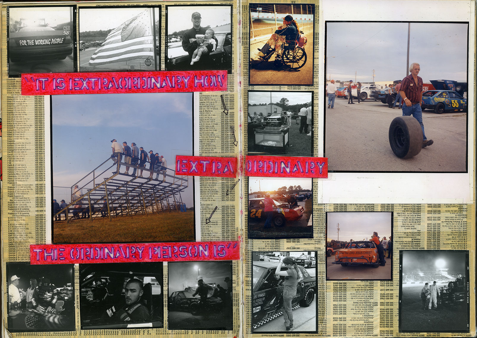 An intimate mix of photography images set against phonebook paper by ...